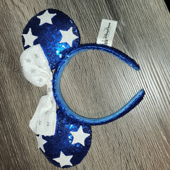 Disney | Accessories | Blue And White Sequined Mickey Mouse Ears With ...